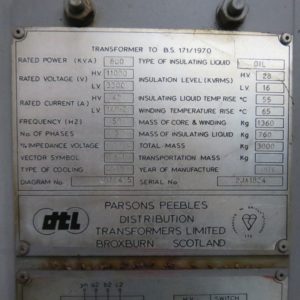 Parsons Peebles DTL 800kVA 11000/3300V Transformer | Slaters Electricals
