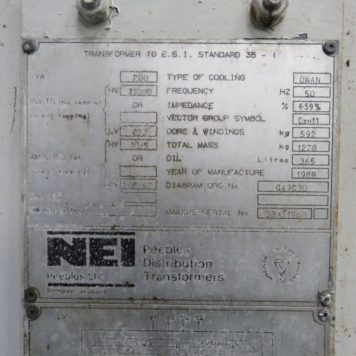 NEI Peebles 200kVA 11000/433V Transformer | Slaters Electricals